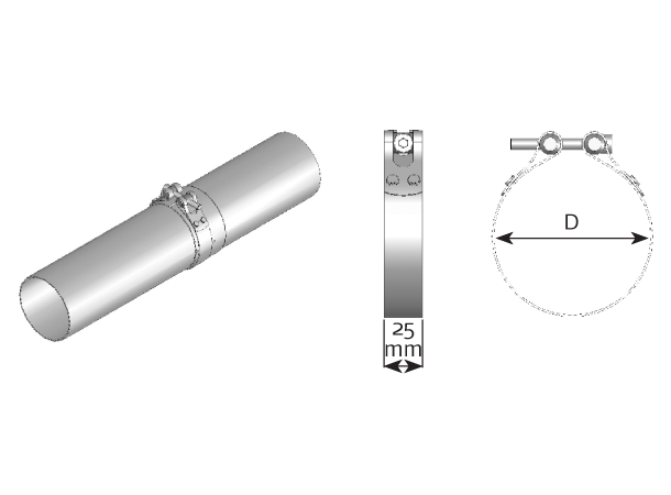 Eksosklemme rustfri Ø122-127 Scania Dinex - LVD Lastvangdelar AS